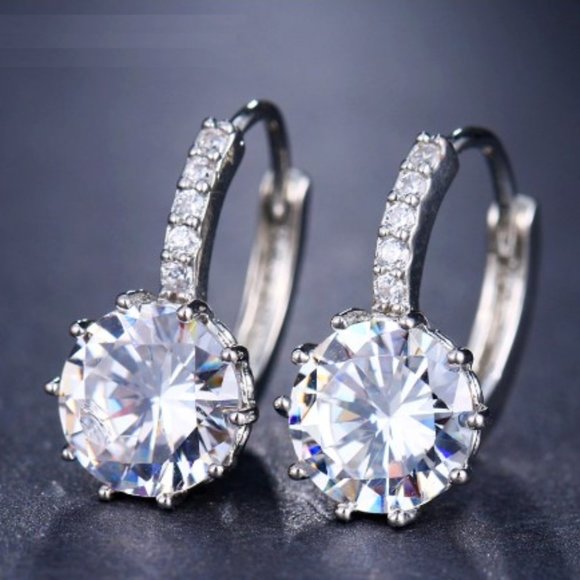Jewelry | 18k White Gold And Lab Simulated Diamond Earrings | Poshmark
